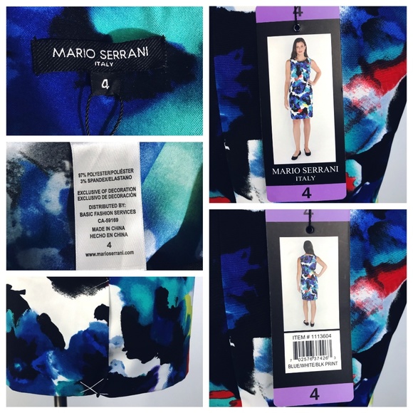 Mario Serrani | Dresses | Nwt Mario Serrani Watercolor Print Fitted ...
